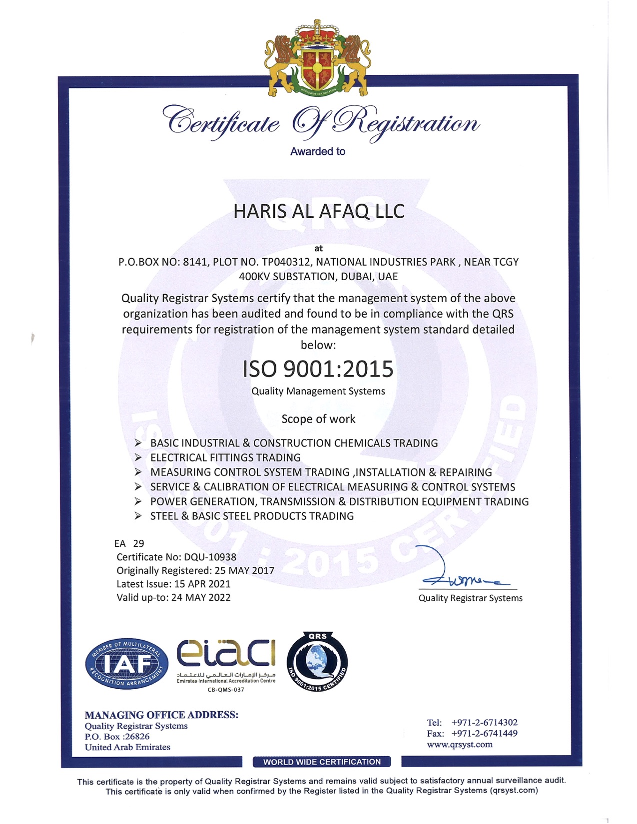Services - Haris Al Afaq LLC, Dubai & Abu Dhabi, United Arab Emirates